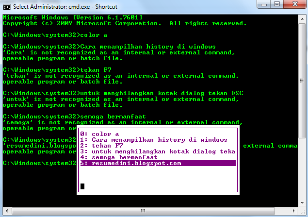 Displaying Command Prompt History ~ Resumedini In English