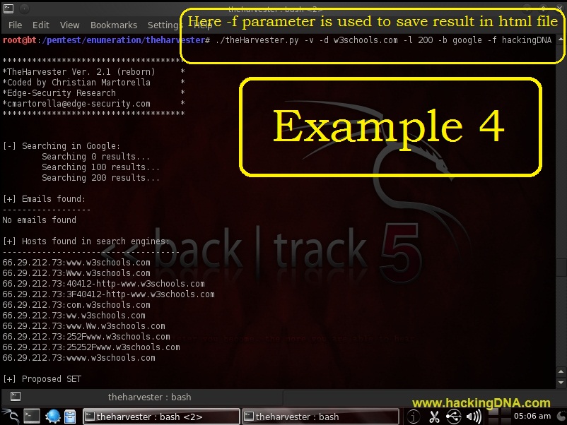 HackingDNA: Harvester On Backtrack 5