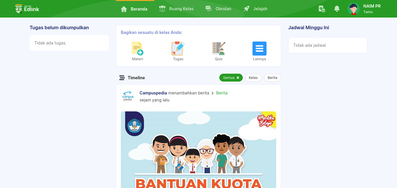 Mencoba Platform Pembelajaran Edlink - Jurnal Naim