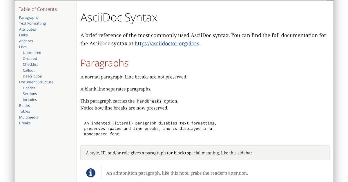 Awesome Asciidoctor Help On Syntax As Html Messages From Mrhaki