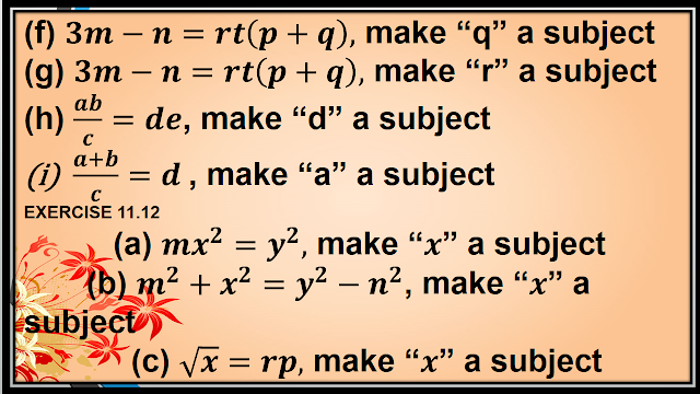 Math 9: Chapter 4: ALGEBRAIC MANIPULATION
