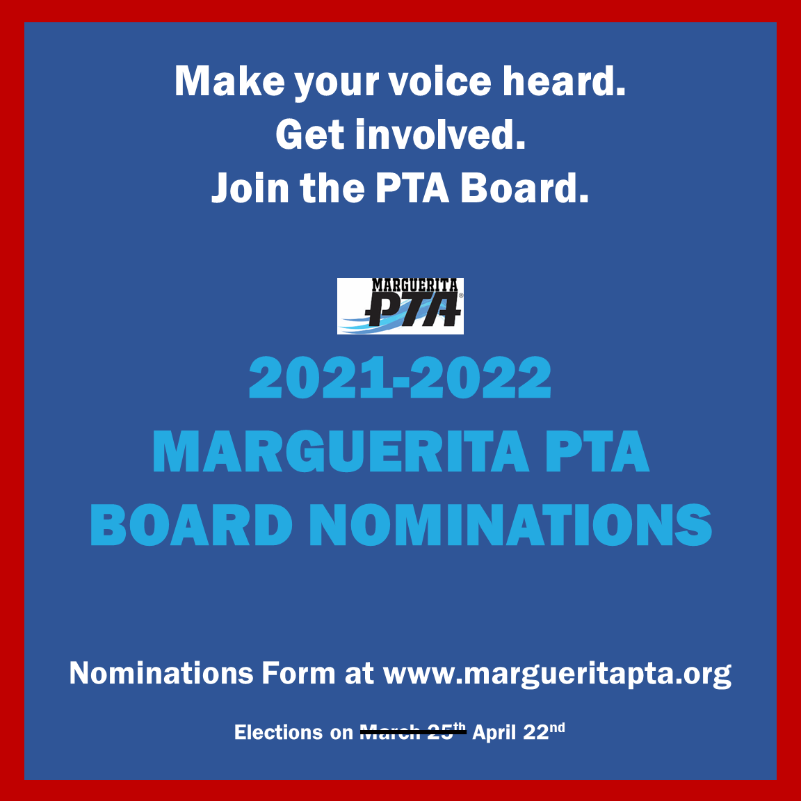 Marguerita Elementary PTA: Join the PTA Board!