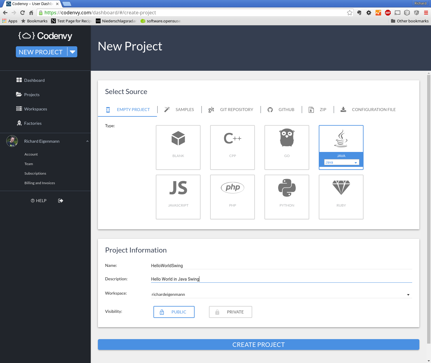 Richiblog Developing And Running Java Swing Applications In The Cloud With Codenvy