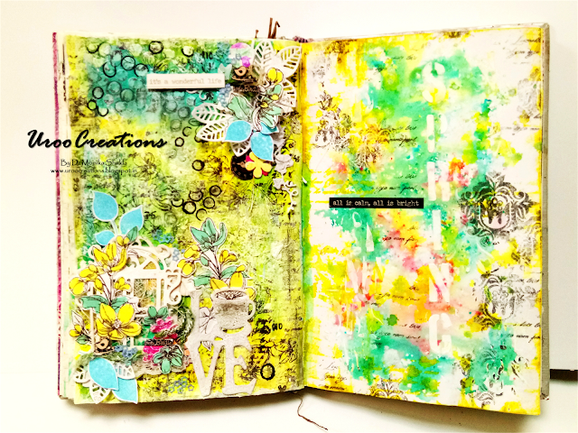 UROO CREATIONS: Mixed Media Art Page - Inspired by spring colours