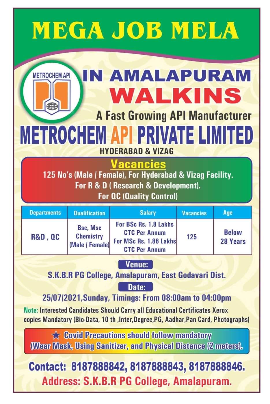 Mega Job Mela for FRESHERS | 125 Openings on 25th July’ 2021 ...