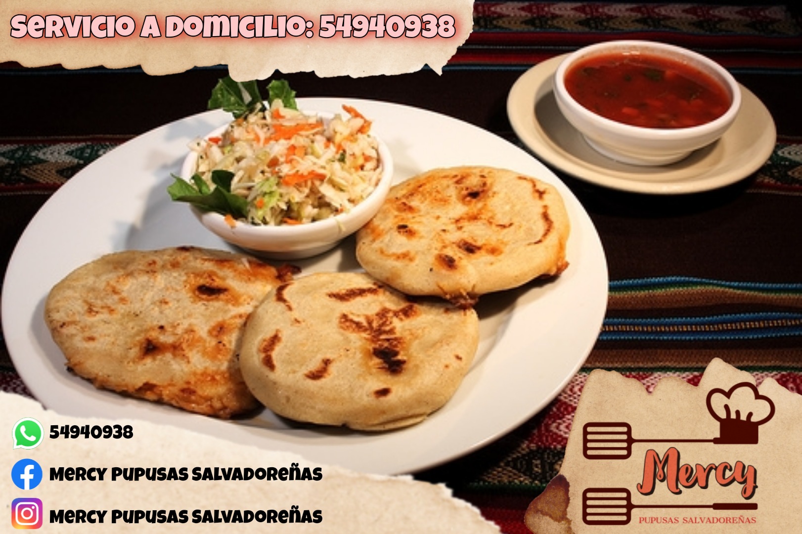 Menú Mercy Pupusas Salvadoreñas