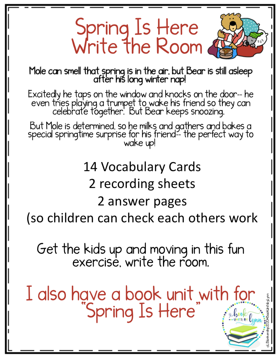 SPRING IS HERE WRITE THE ROOM ~ Book Units by Lynn