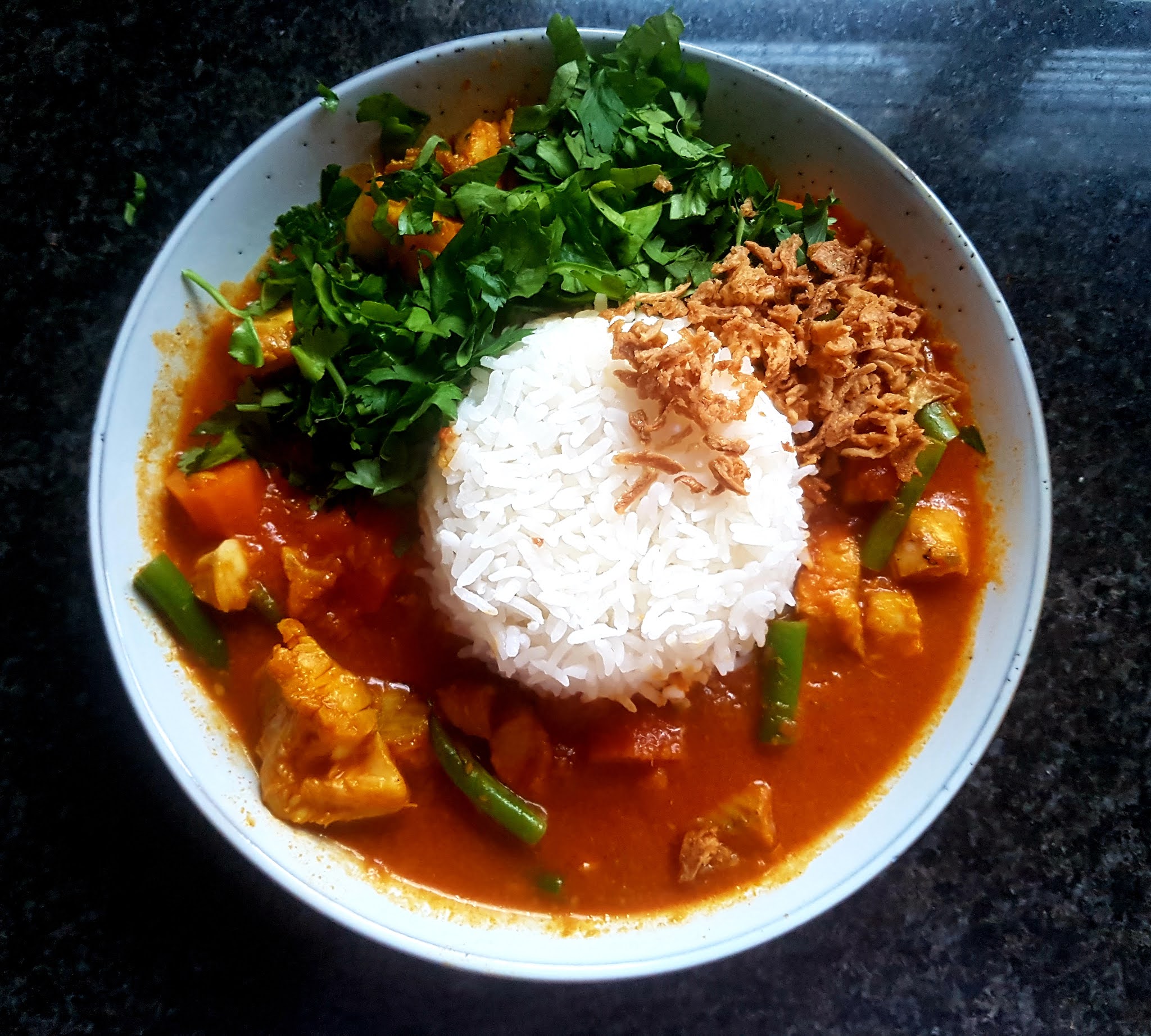 Burmese fish curry with tomatoes