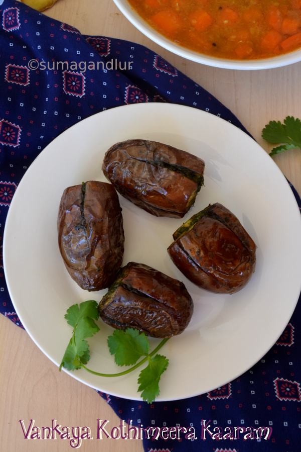 Veggie Platter: A - Z Andhra Recipes ~ V for Vankaaya Kothimira Karam Koora