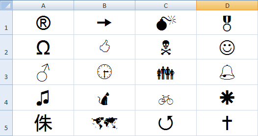 excel n' cia: Utilización de Símbolos