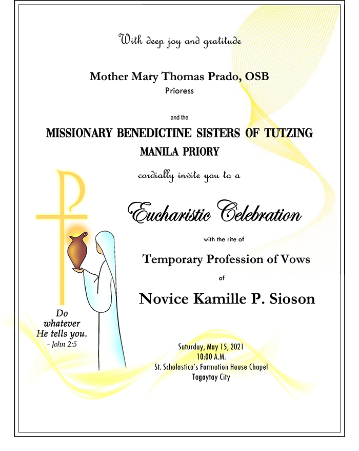 Please pray for the First Profession in Manila