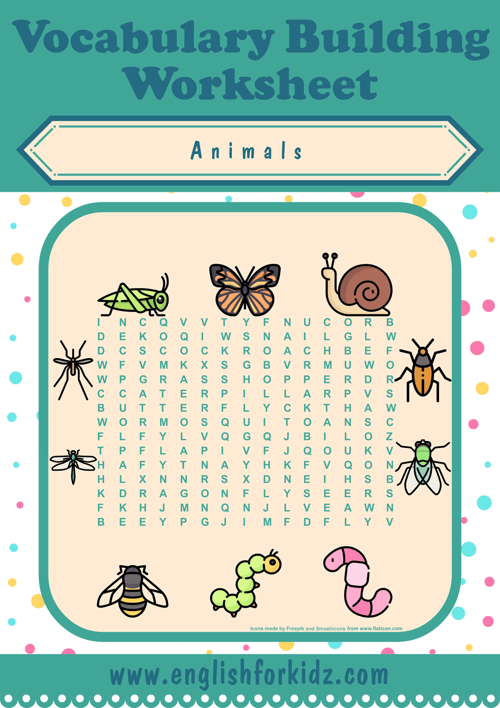 Animals Word Search Worksheets