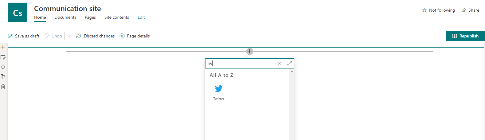 Utilize the out of the box web parts and add social media feeds on ...