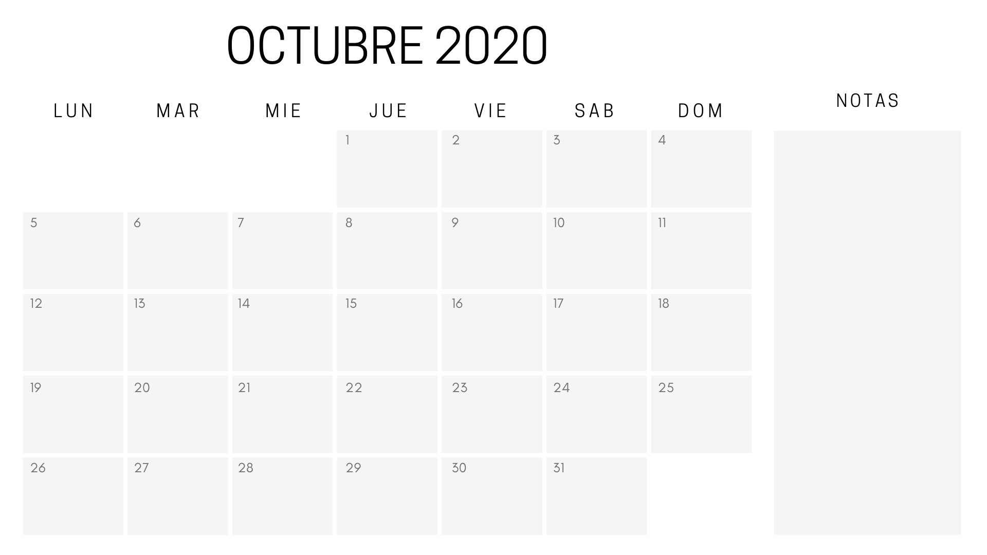 CALENDARIO OCTUBRE 2020 [IMPRIMIBLE GRATIS] - ★ Xing Queen ★ Blogger ...