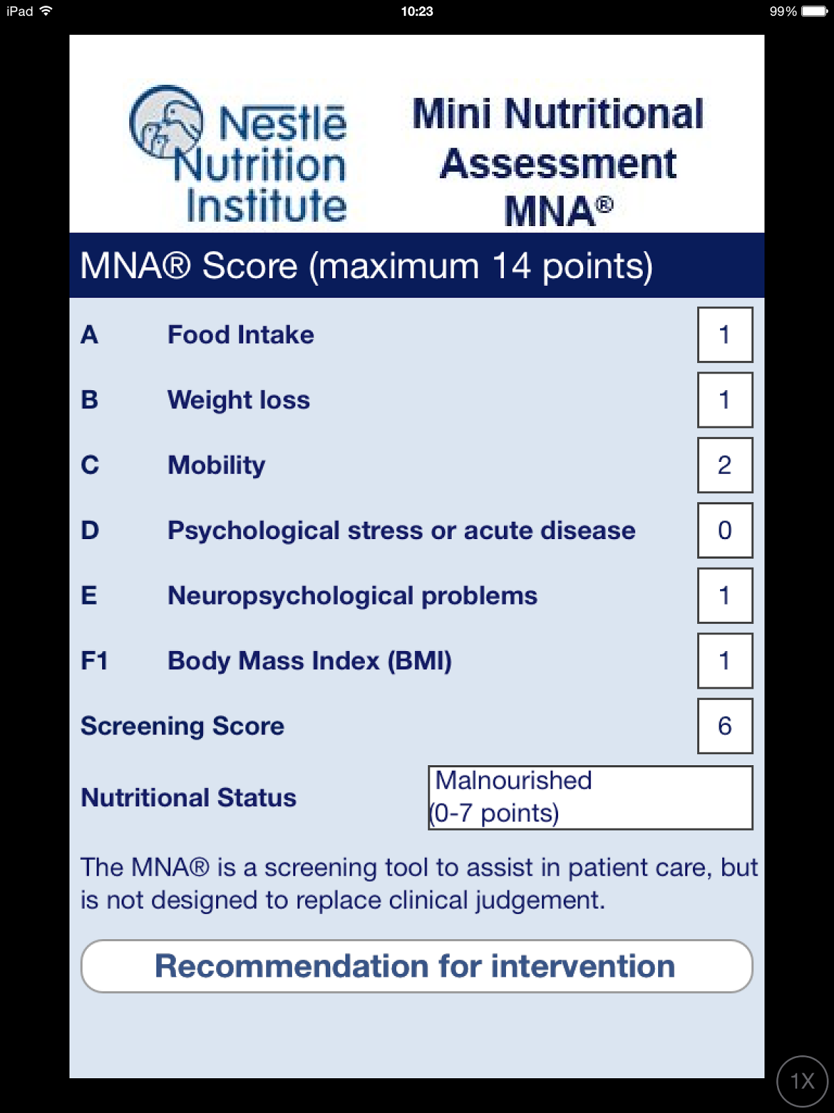 徳島大学附属図書館蔵本分館日誌: アプリでStudy!「MNA」(Mini Nutritional Assessment)