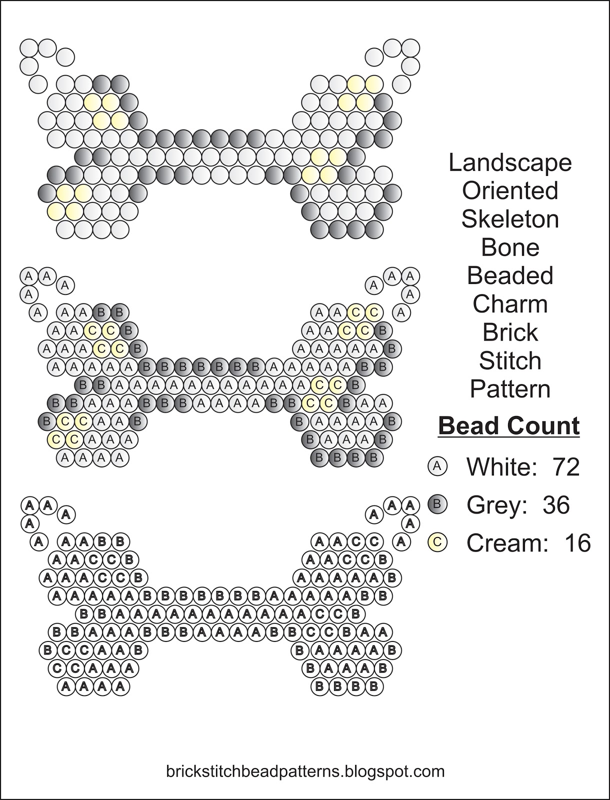 Brick Stitch Bead Patterns Journal: Skeleton Bone Free Brick Stitch ...
