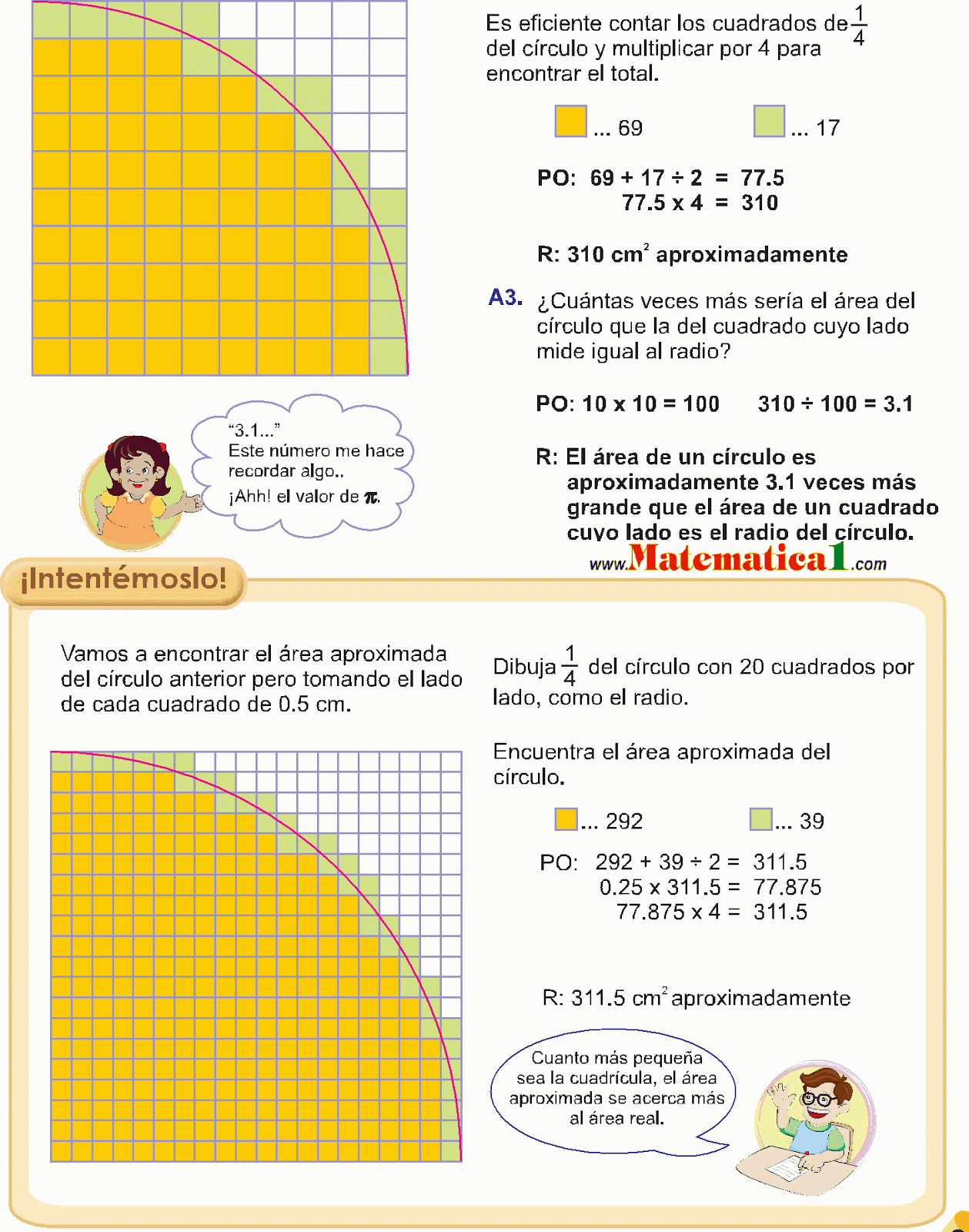 AREA DE UN CIRCULO EJERCICIOS RESUELTOS DE MATEMÁTICAS DE PRIMARIA O ...