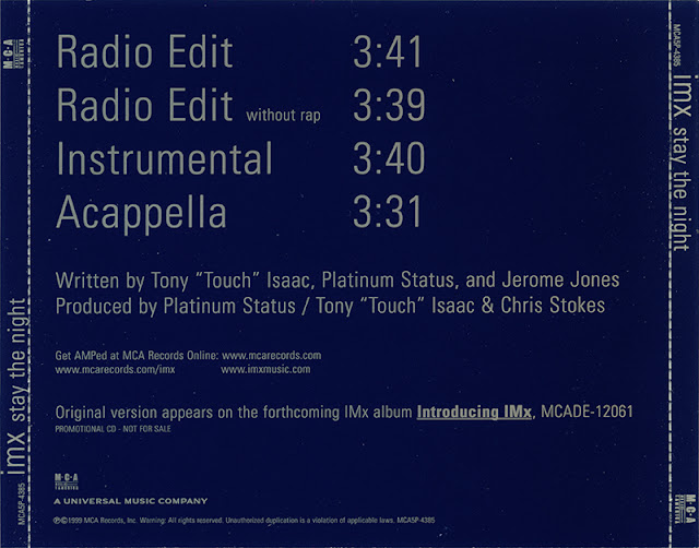 Promo Import Retail Cd Singles And Albums Imx Stay The Night Promo Cd Single 1999