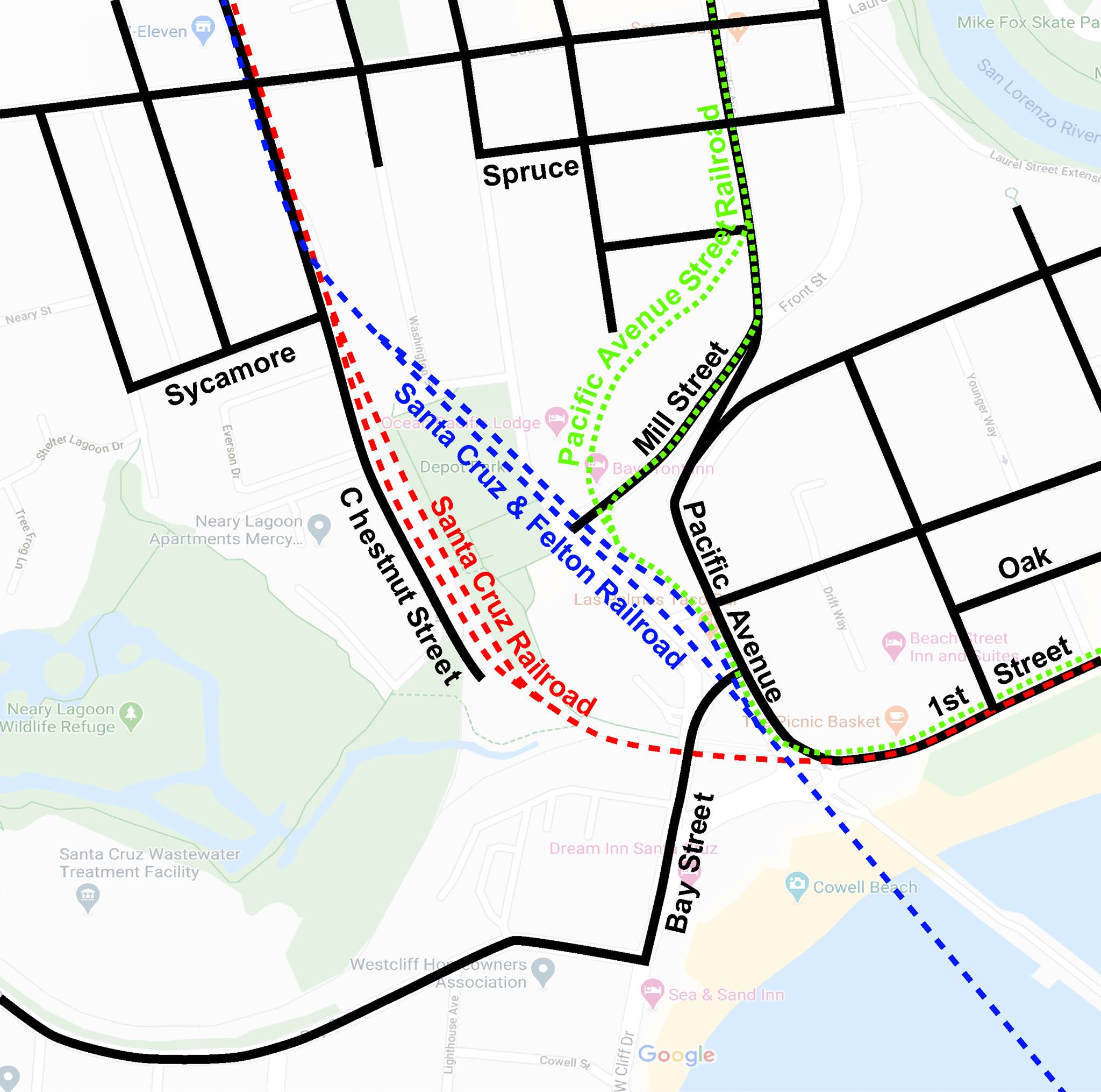 Santa Cruz Trains: Sources: Sanborn Map Company