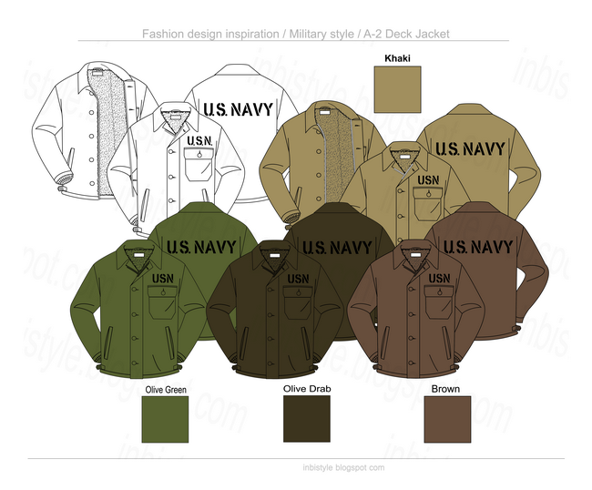 A-2 Deck Jackets Vector Flat Sketches