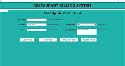 Restaurant Billing System Project using Java & MySQL