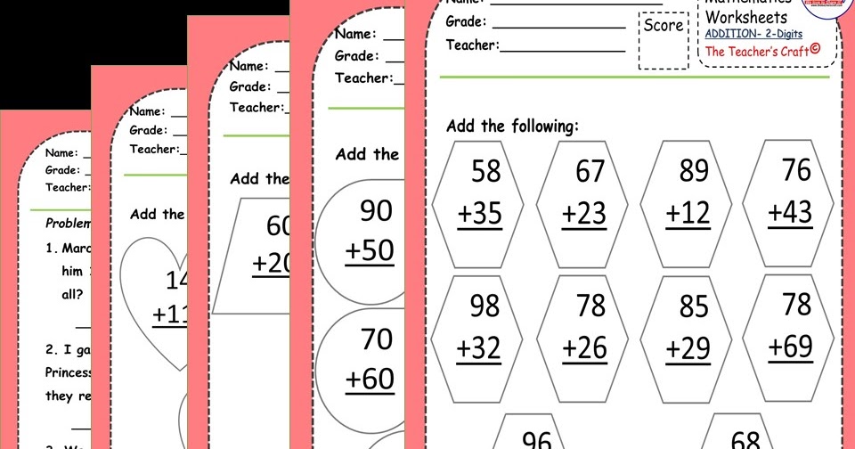 Addition Worksheets 2-digits - The Teacher's Craft