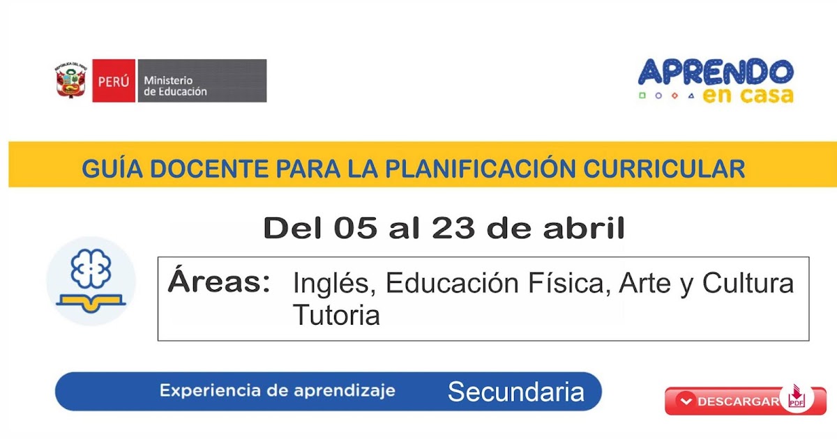 Guía para la planificación Curricular de Secundaria - Abril ~ Educar Perú