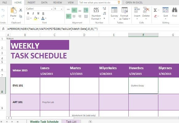Create Weekly Schedule Excel ~ Certificate Letter