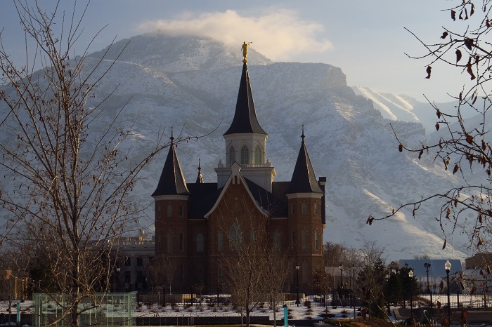 New Temple in Provo: Details on a Snowy Morning