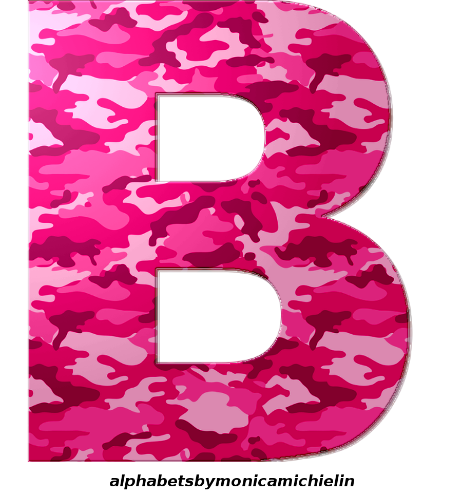 M. Michielin Alphabets: 4-PINK CAMOUFLAGE BIG ALPHABET PNG