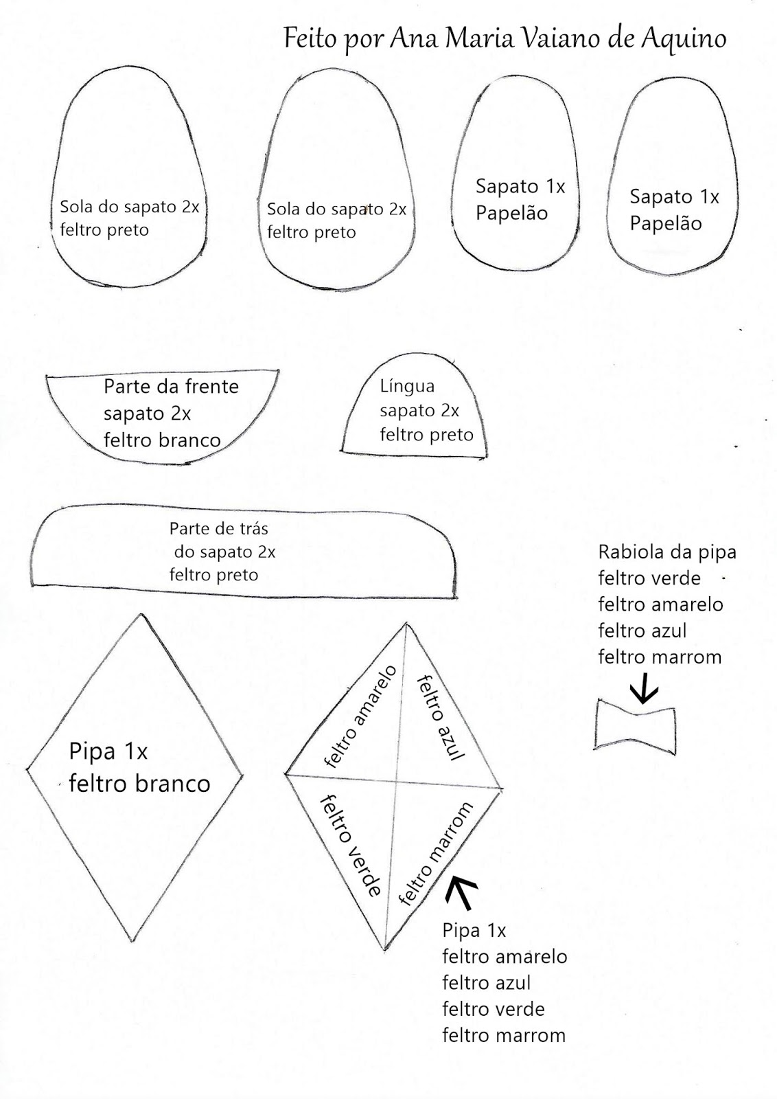 Eu Amo Artesanato: Boneco com Pipa em Feltro com Molde e Passo a Passo