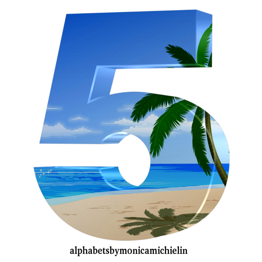 M. Michielin Alphabets: BEACH SAND BLUE WATER PALM TREE CARTOON 3D FONT ...