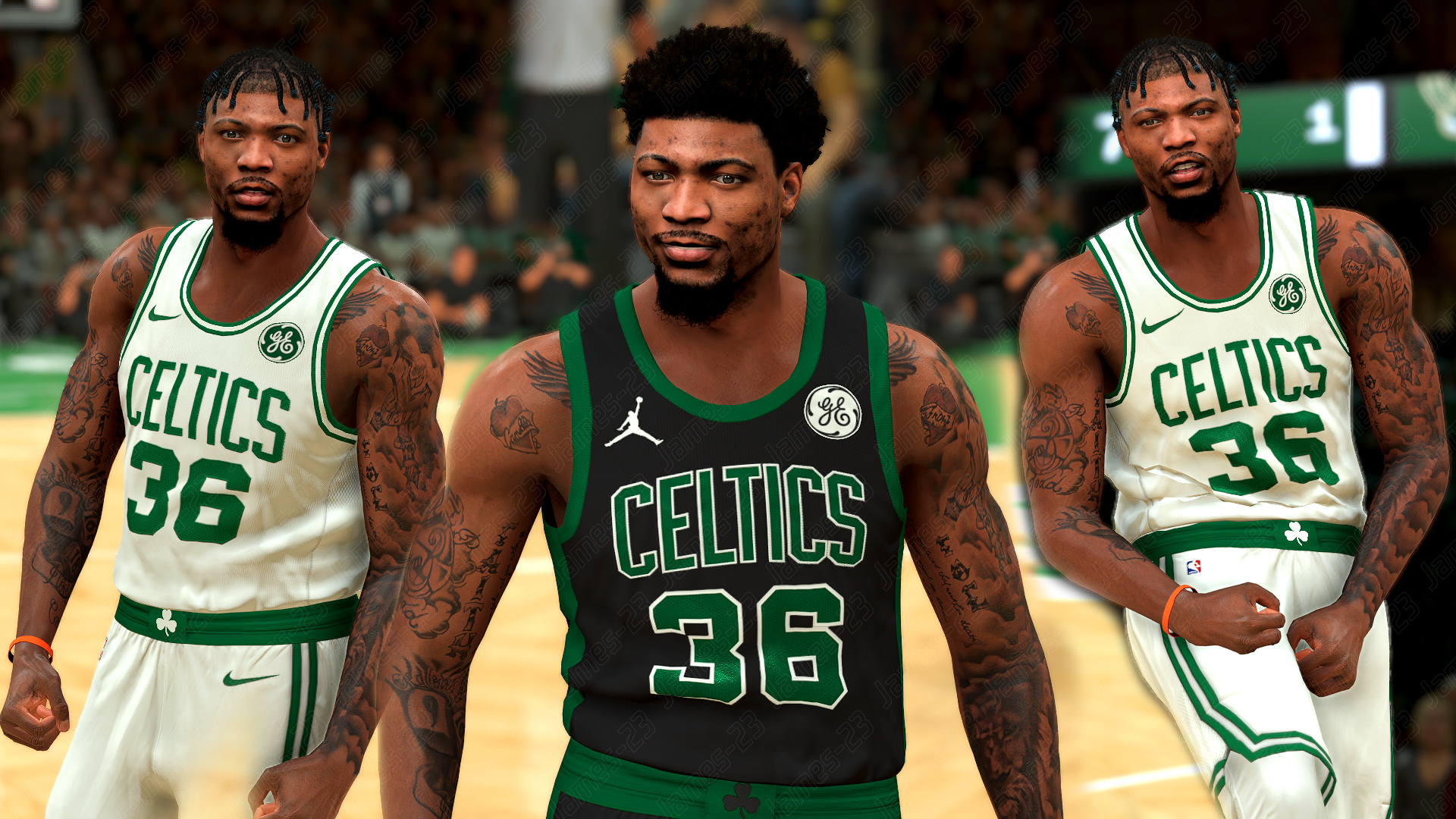 Marcus Smart Cyberface, Afro Hair and Body Model By James-23 [FOR 2K21]