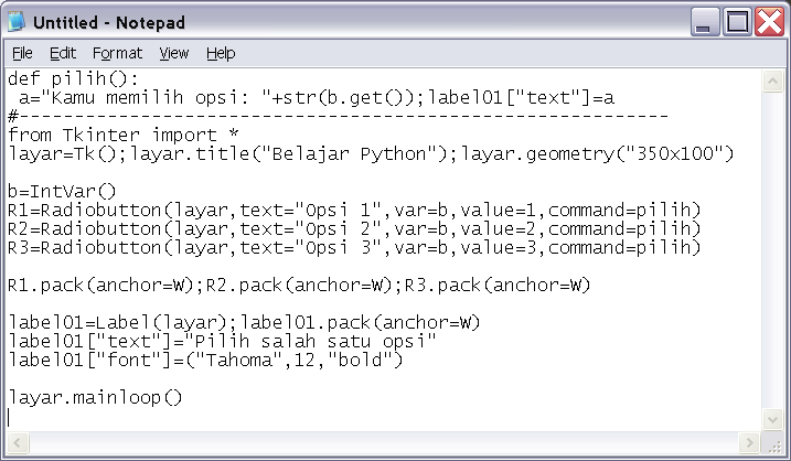 Radio Button Pada Aplikasi Python Niguru Indonesia