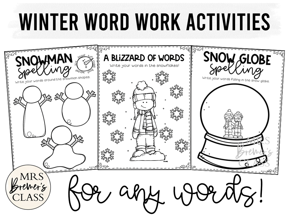 Winter Themed Word Work Spelling Activities for ANY Words | Mrs. Bremer ...