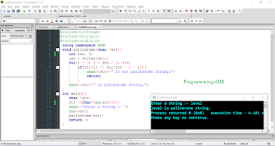 Program in C++ to check a given string is palindrome or not Using ...