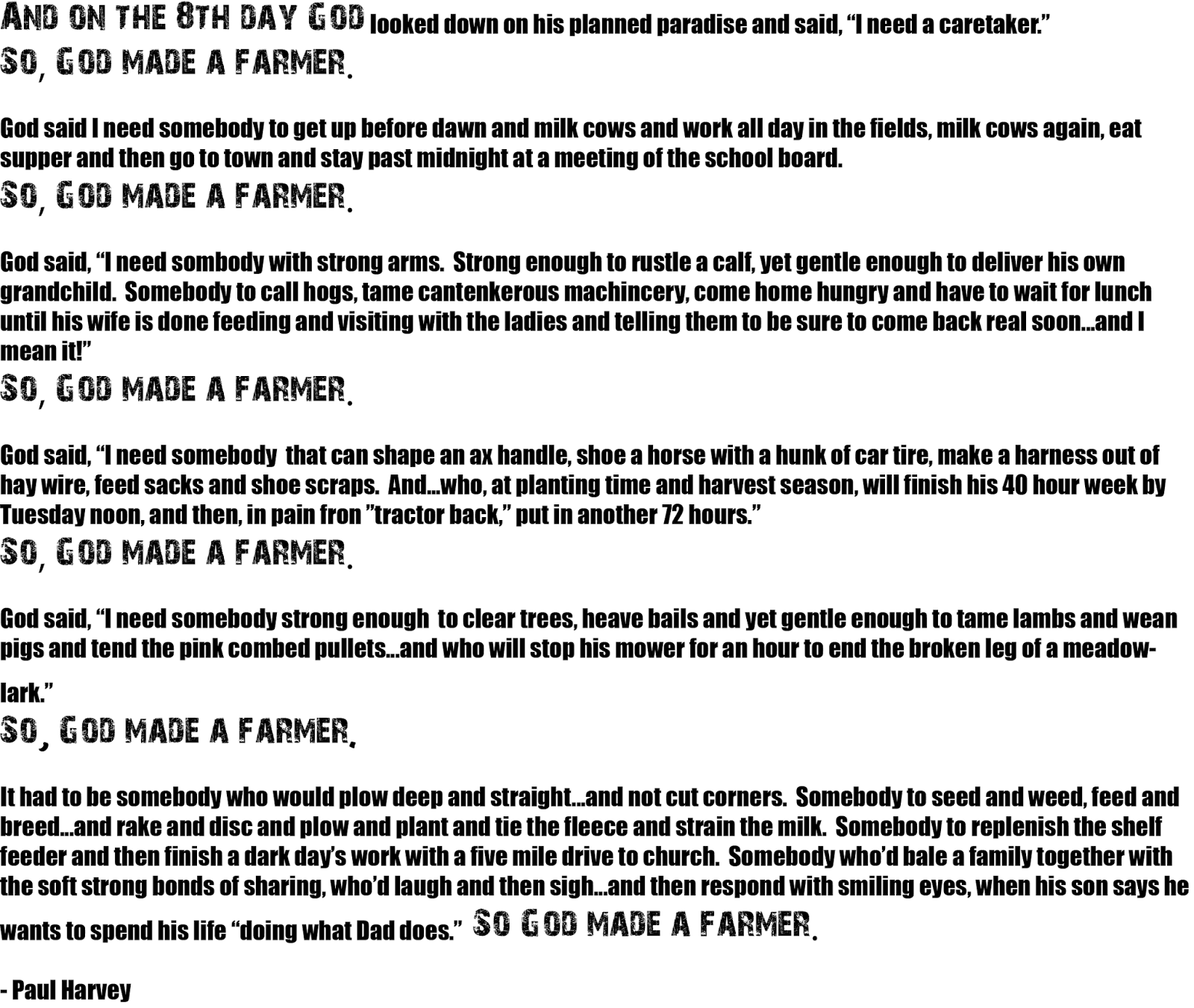 Paul Harvey God Made A Farmer