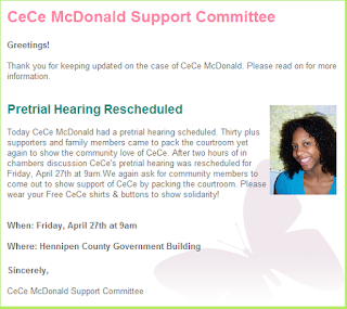 planet trans: CeCe McDonald's Pre Trial Hearing Postponed