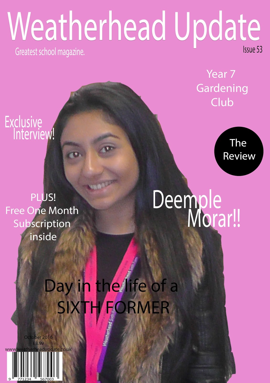 Lily Corcoran AS Media: Completed School Magazine Front Cover