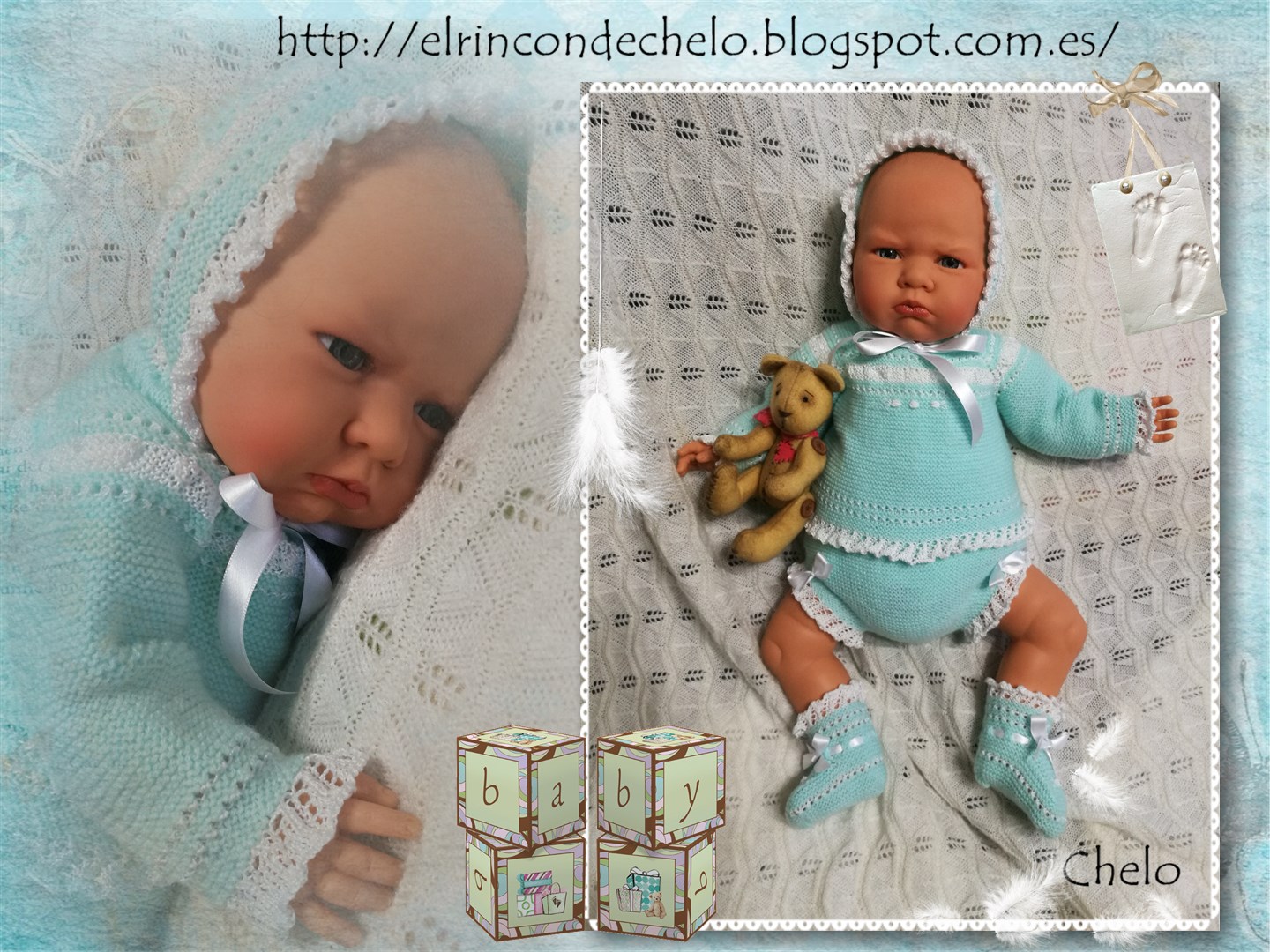 El rincón de Chelo: Conjunto para bebé en verde claro