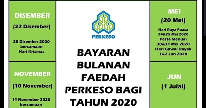 ♥SYANI♥: JADUAL PEMBAYARAN PENCEN/FAEDAH SOCSO TAHUN 2020