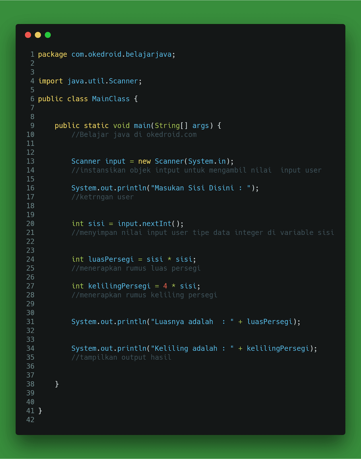Contoh Aktivitas Menghitung Luas Dan Keliling Persegi Di Java - Belajar ...