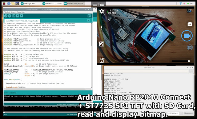 Arduino-er: Arduino Nano RP2040 Connect + ST7735 SPI TFT with SD Card ...