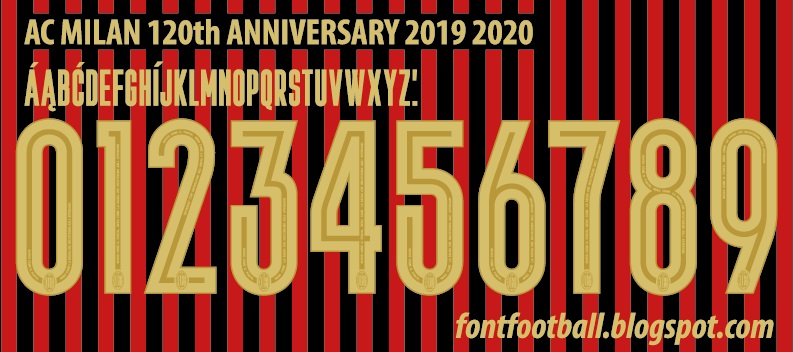 FONT FOOTBALL: Font Vector AC Milan 120th Anniversary 2019 2020 kit