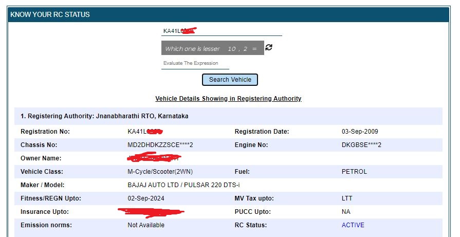 How to Find Vehicle Owner Details by Registration Number? - RTO Karnataka
