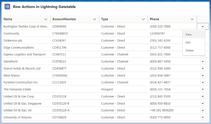 Row Actions in Lightning Datatable in Lightning Web Component