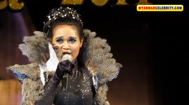 Phyu Phyu Kyaw Thein in Sexy Feather Outfit | Myanmar Singer and ...
