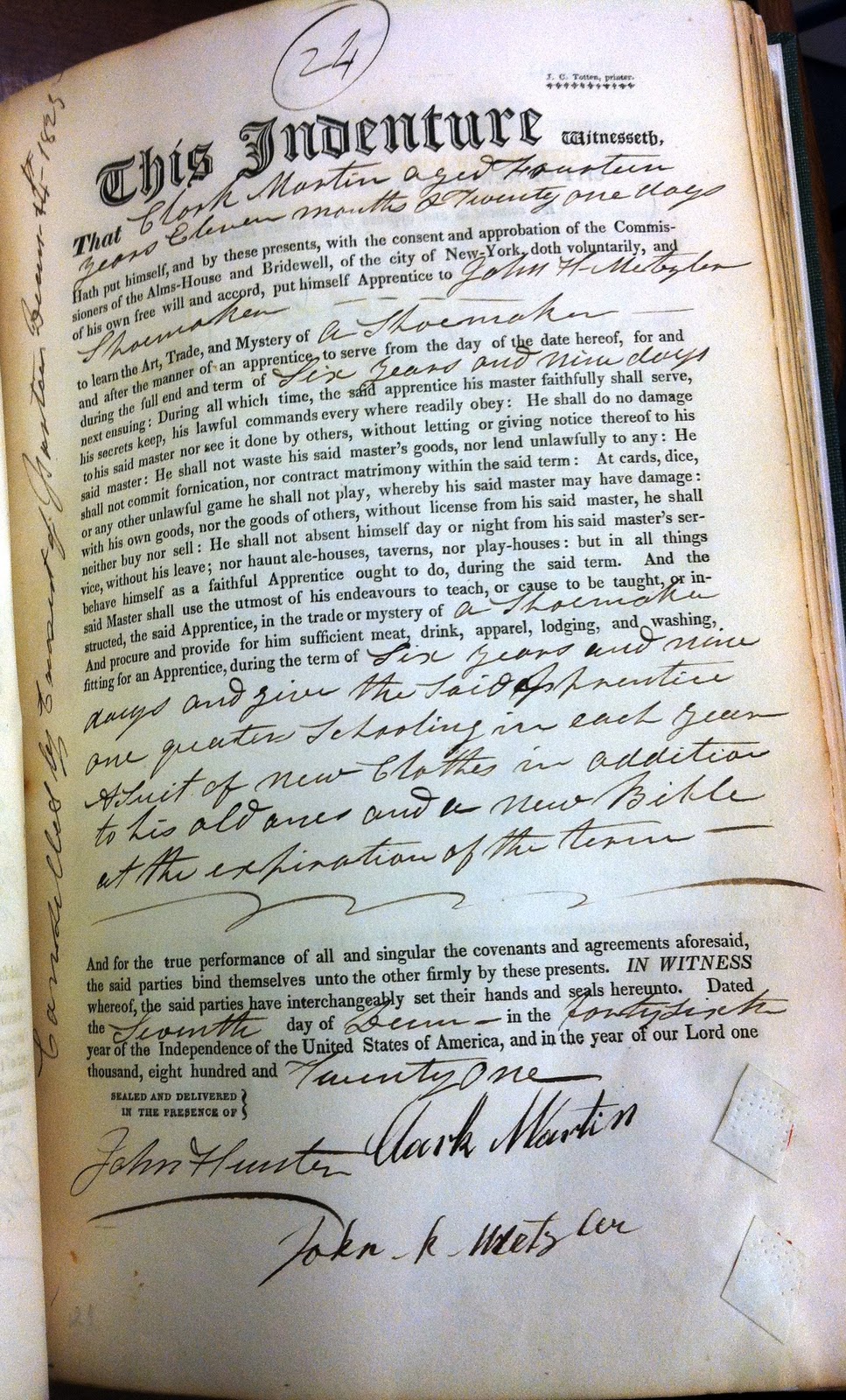 Smithsonian Collections Blog: Indentures of Apprenticeship from Early ...