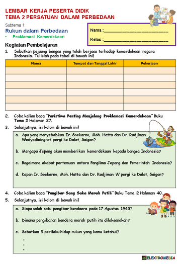 MEDIA PENDIDIKAN DASAR: LKPD KELAS VI TEMA 2 SUBTEMA 1 PEMBELAJARAN 3