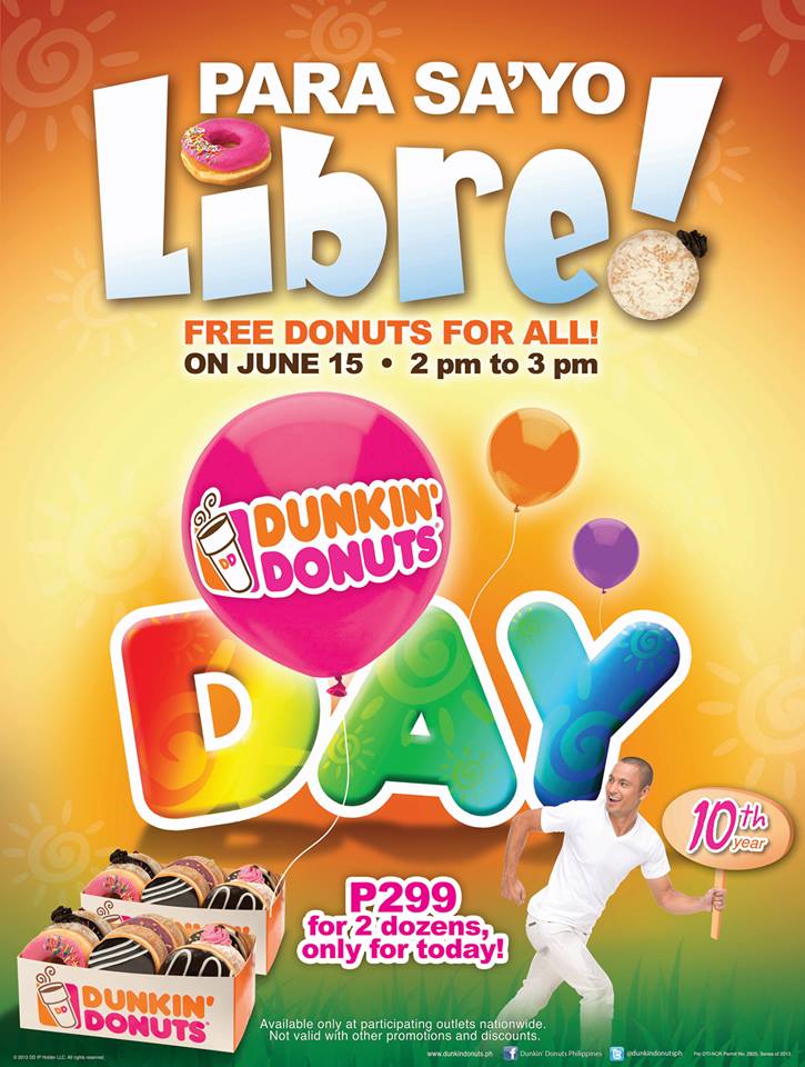Manila Shopper: Dunkin Donuts Day: FREE Donuts For All June 15 2013 Manila Shopper: Dunkin Donuts Day: FREE Donuts For All June 15 2013